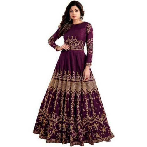 Buy Dealfab Women's tappeta satin embrodery Work semi stitch gown ...