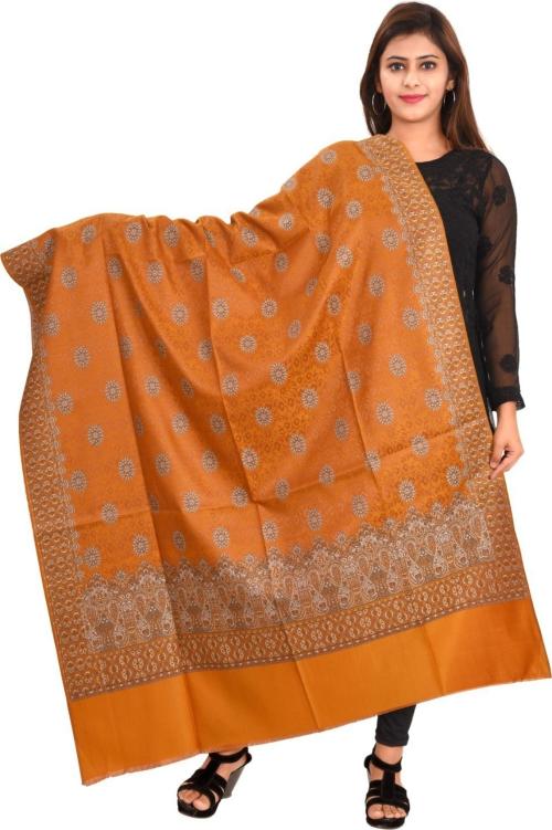 Buy FusFus Women Yellow Woven Pure Wool Shawl - Free Size Online at ...