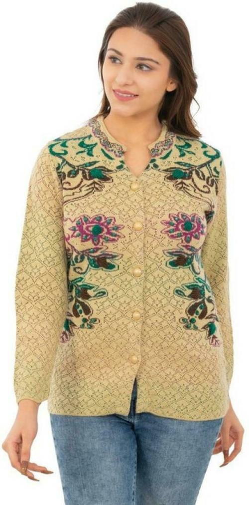 Buy Loglo Women Beige Embroidered Polyester Sweater - L Online at Best ...