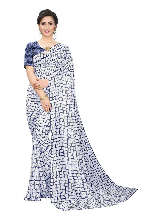 Buy NISHA CREATION Women Black Printed Georgette Single Saree Online at ...