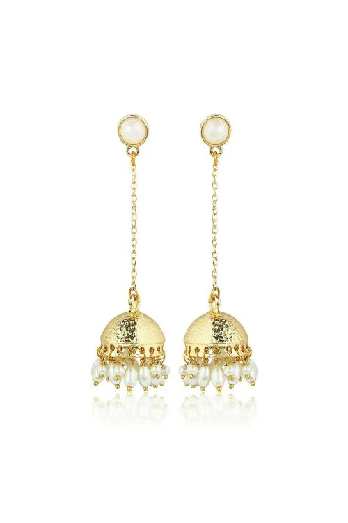 Buy Moonstruck Gold Metal Traditional Pearl Long Drop Chain Dangler ...