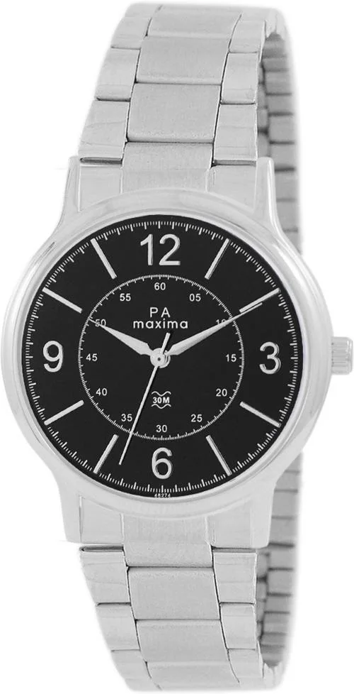 Buy Maxima Analog Black Dial Silver Strap Watch For Men (48274CMGI ...