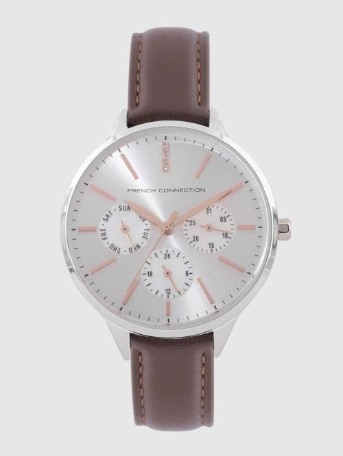 Buy French Connection Analog Silver Dial Brown Strap Watch For Men and ...