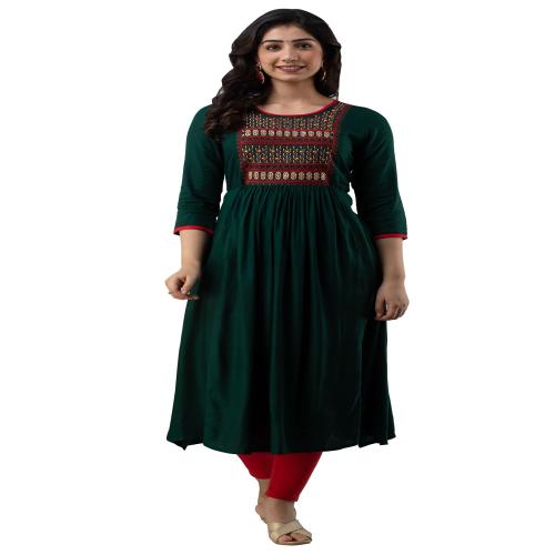 Buy Upsara Fashion Women Embroidered Flared Kurta Online at Best Prices ...