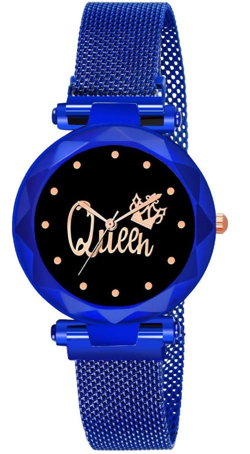 Buy ILOZ New Stylish Blue Queen Dial Magnetic Strap Luxury Maroon ...