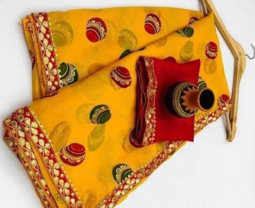 Buy Mansh the stylo..Women Red, Yellow Printed, Digital Print Georgette ...