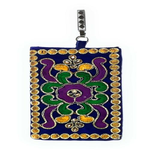 Buy Unique Fashion Zari Design Blue Multi-Color Mobile Pouch Online at ...
