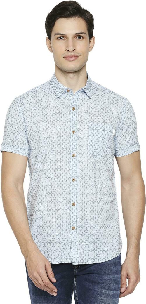 Buy Mufti Men's Slim Fit Textured Print Relaxed Casual Shirt In Cotton ...