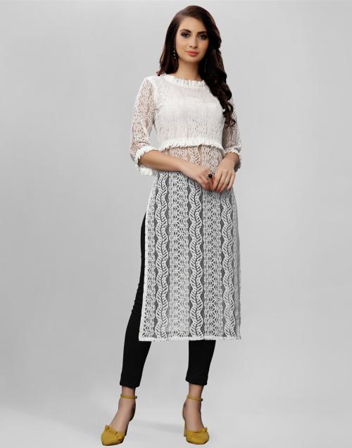 Buy Selvia Women White Floral Net Top | tops for women | tops | women ...