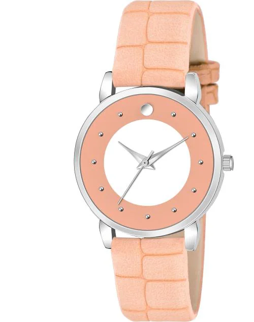 Buy Stojira Analog White Dial Peach Strap Wrist Watch For Women And ...
