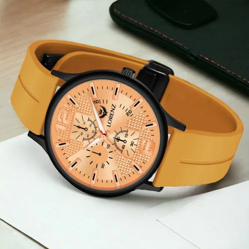 Buy Lorenz Slim Case Analog Watch with Yellow Magnetic Lock Strap ...