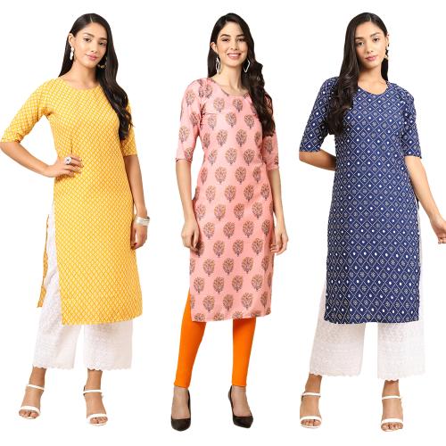 Buy Ethnic Basket Women's Crepe Digital Print Straight Kurta {RM-350-368-353-XL} Online at Best ...
