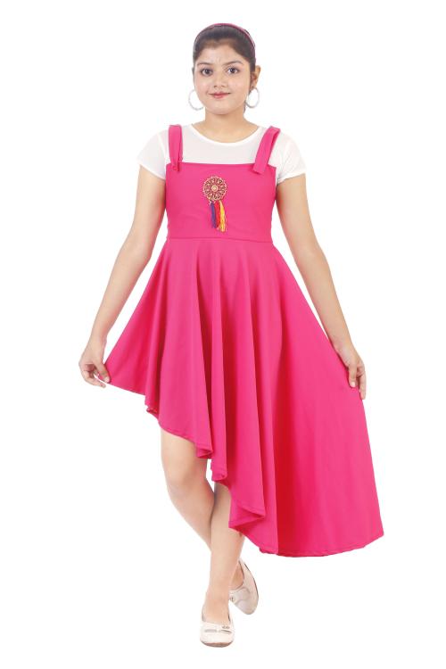 Buy STYLOKIDS Girls Maroon Crepe Self Design Single A-line Dress girls ...