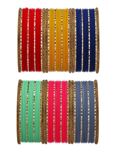 Buy Metal Stylish With Gold Plated Glossy Multicolor Bangle Set for ...