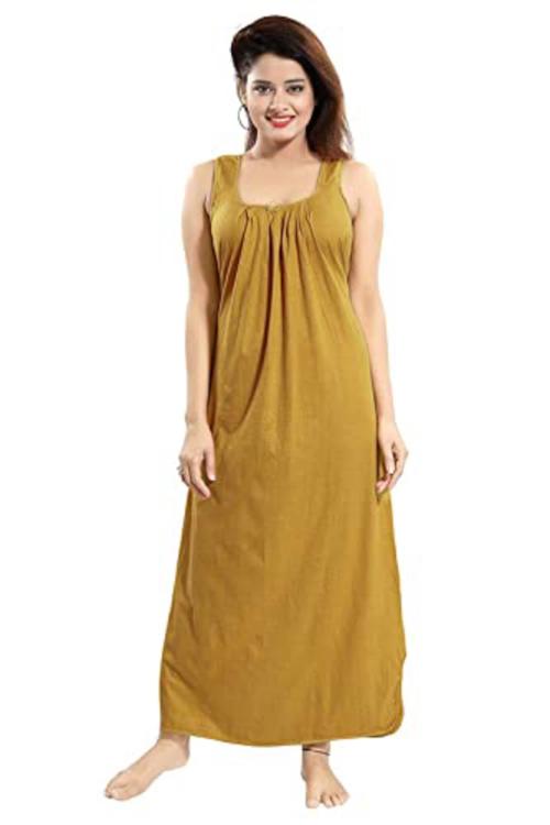 Buy Kavanng Nighties for Women's Cotton Silk Sleeveless Nighty Ankle ...