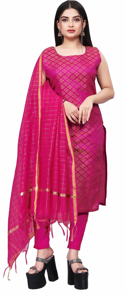 Buy Eilara Women's Silk Blend Pink Straight Kutra, Pant with Dupatta Online at Best Prices in ...