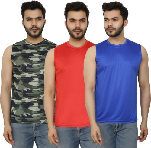 Buy PRIME PLUS Multicolor Solid Polyester Round Neck Sando Vest - XL ...