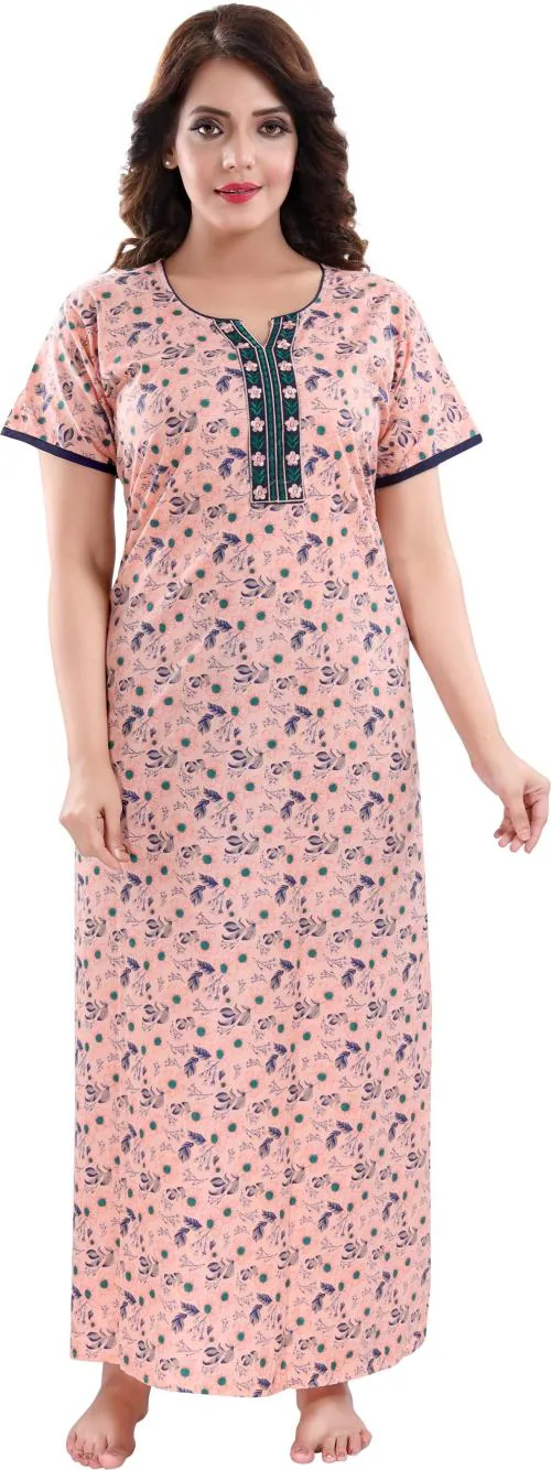 Buy Trundz Women Beige Floral Cotton Nighty Online at Best Prices in ...