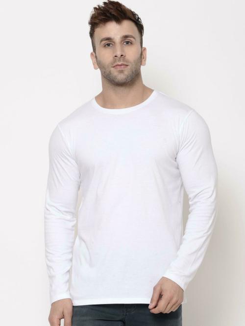 Buy T HUSTLER Men White Solid Pure Cotton Tshirts M Online at Best Prices in India - JioMart.