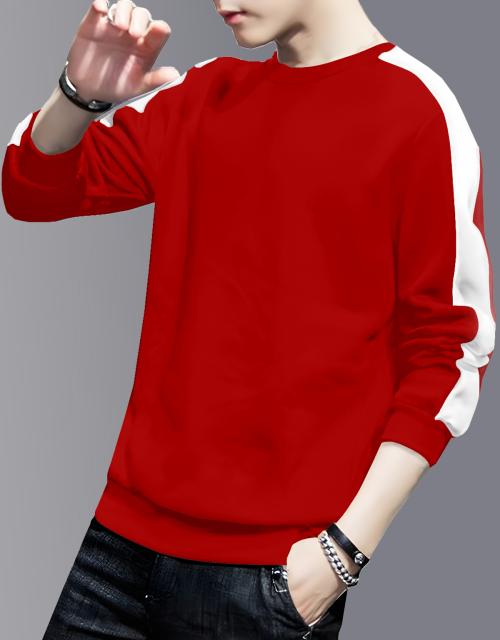 Buy Ausk Red & White Striped Round Neck Full Sleeve T-Shirt Online at ...