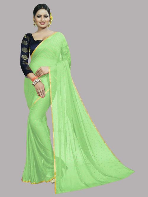 Buy NISHA CREATION Women Pink Self Design Chiffon Single Saree Online ...