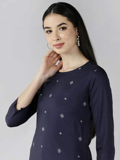 Buy AHIKA Women Navy Printed Polyester Kurta Online at Best Prices in India - JioMart.
