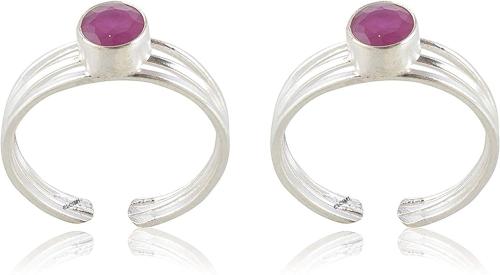 Buy ELOISH 92.5 Sterling Silver Toe Rings for Women (PINKCZTOERINGS) Online at Best Prices in ...