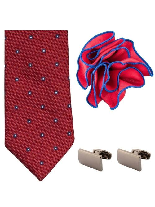 Buy The Tie Hub Reversible Red Silk , Microfiber Necktie, Cufflink ...