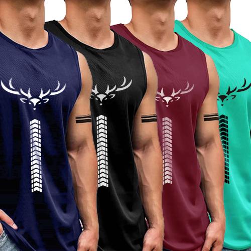 Buy Pack of 4 Ausk Black , Light Green , Maroon & Blue Men Vest Online ...