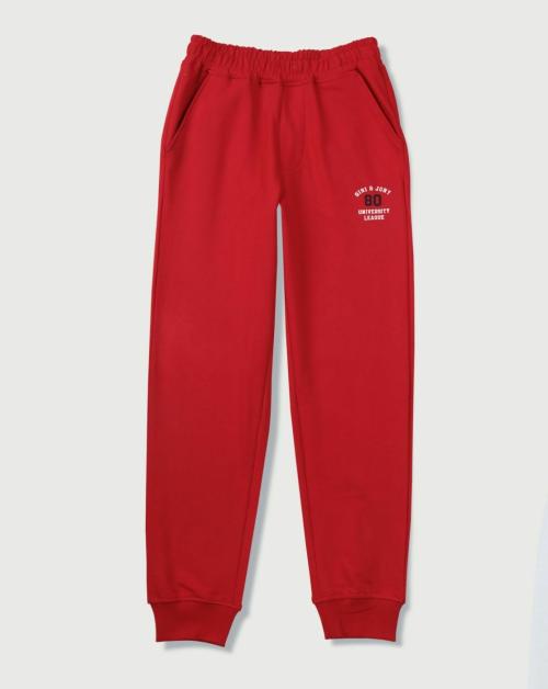 Buy Gini and Jony Boys Red Solid Knit Track Pant Elasticated Online at ...