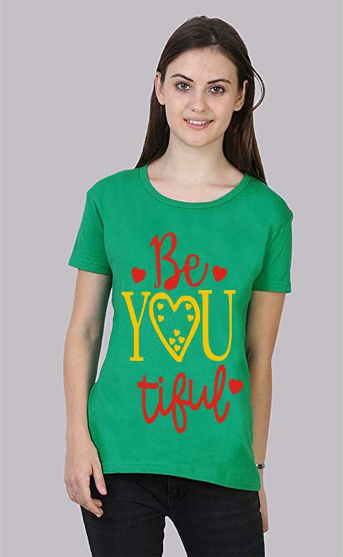 Buy MIST N FOGG Veeraa Clothing Women Green Typographic Cotton Blend T ...