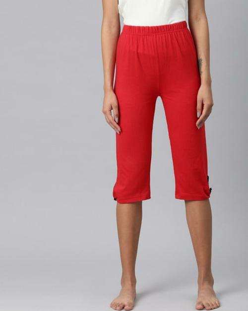 Buy NOTYET BY US Women Red Solid Capris (40) Online at Best Prices in ...
