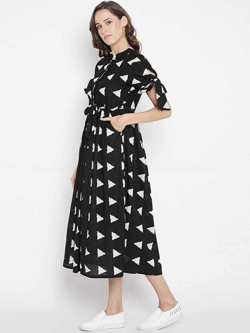 Buy PANIT Women Black Cotton Dresses Online at Best Prices in India ...
