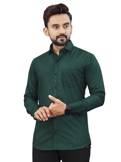 Buy NIVICK Men Slim Fit Solid Spread Collar Casual Shirt---Dark Green ...