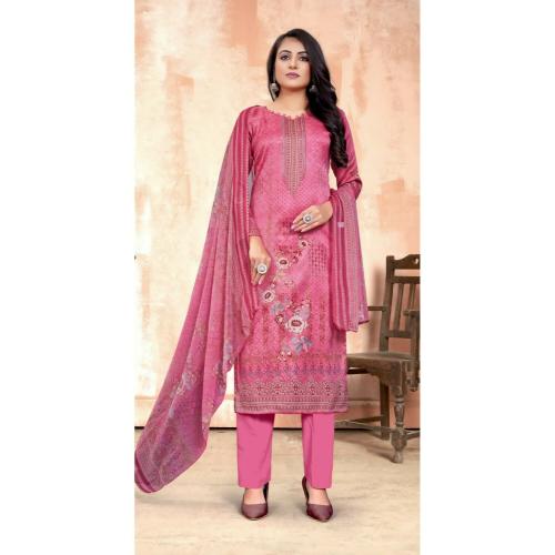 Buy GURHAL Printed Cotton Unstitched Dress Material Pink Online at Best ...