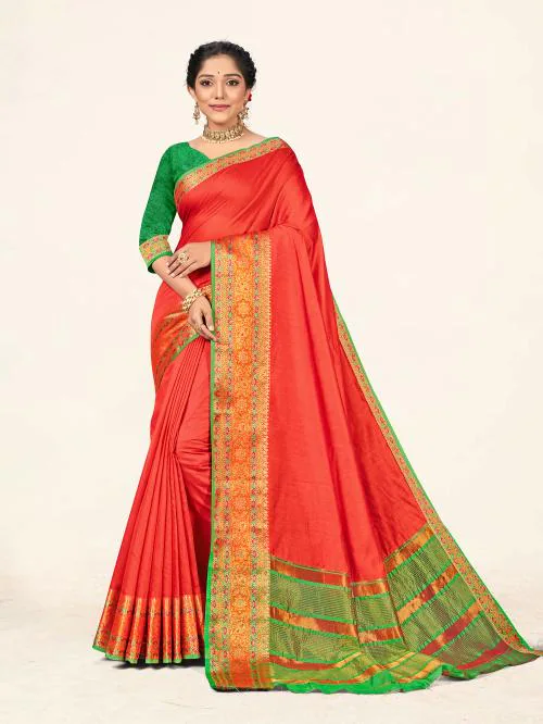Buy Sweet Smile Fab stylish saree with blouse set-Gajri Online at Best ...