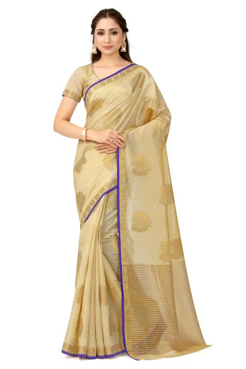 Buy Mimosa Kanjivaram Style Tussar silk saree Color : Beige (4567-2547 ...