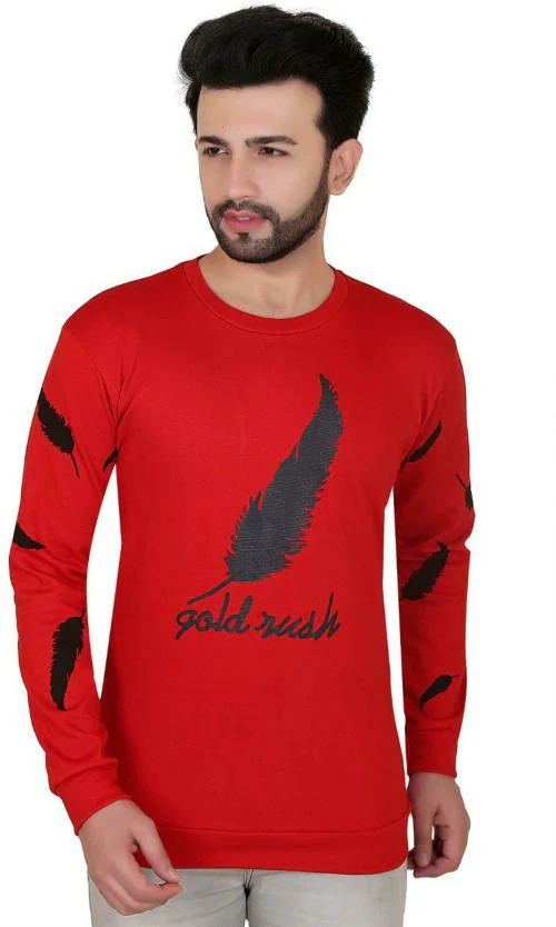 Buy RDS GARMENT HUB Men Red Cotton Blend Printed Tshirt (XL) Online at Best Prices in India ...