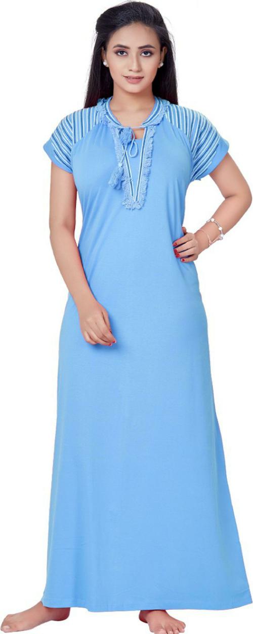 Buy Honeydew Women Light Blue Solid Hosiery Single Nighty Online at ...