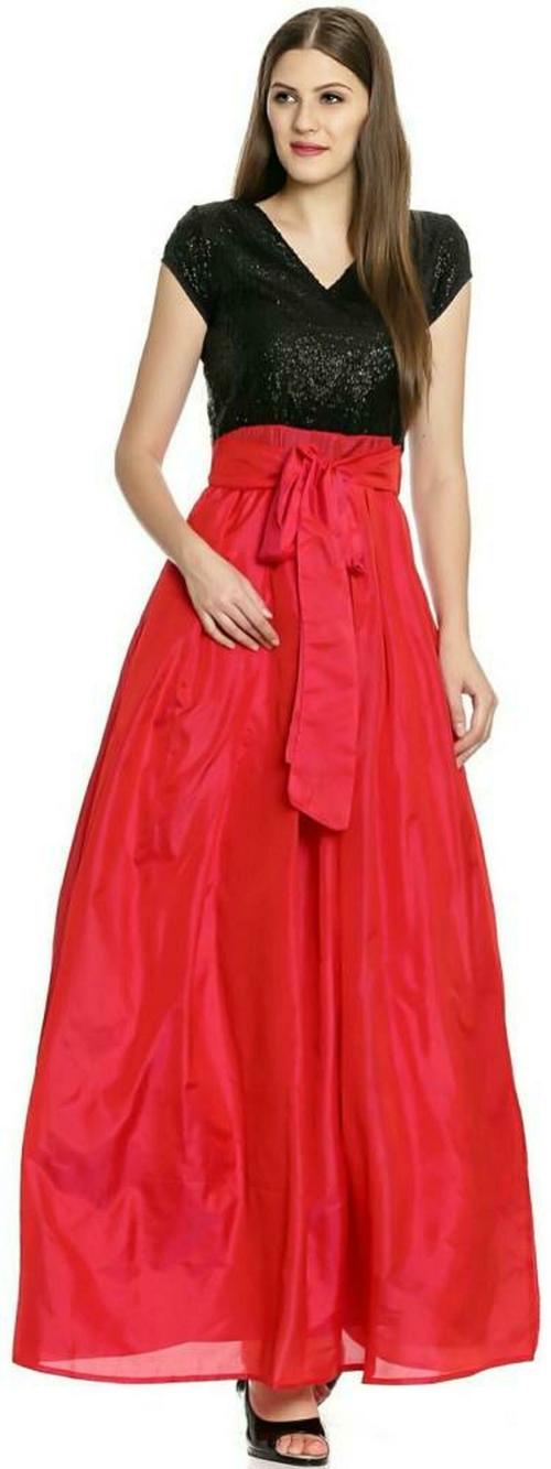 Buy scenestealer women Red and Black Embellished Poly Silk Maxi dress - XXXL Online at Best ...