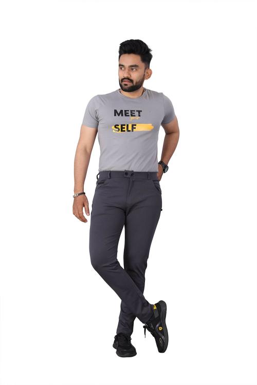 Buy KaBaaT Men Grey Lycra Slim Casual Trouser (2Xl) Online at Best ...