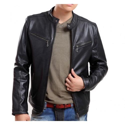 Buy PRIME LEATHER STUDIO Men's Black Hand made Genuine lambskin leather ...