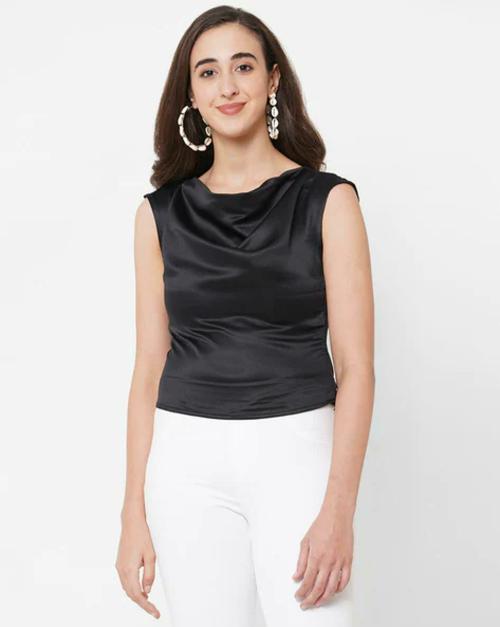 Buy Papa Brands Women Black Poly Satin Top Online at Best Prices in ...