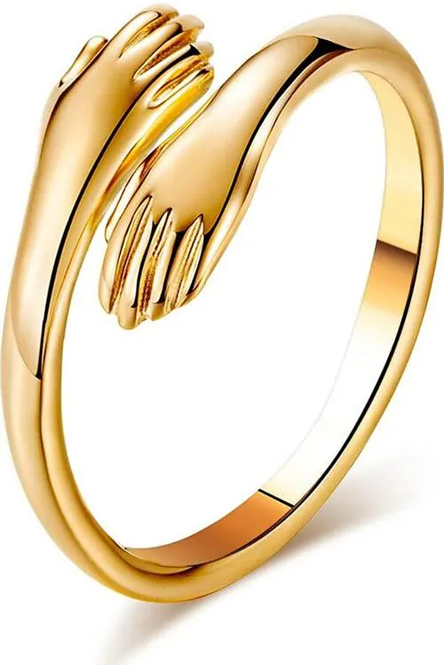 Buy The Key House Gold Stainless Steel Adjustable Hug Ring Give Me A ...