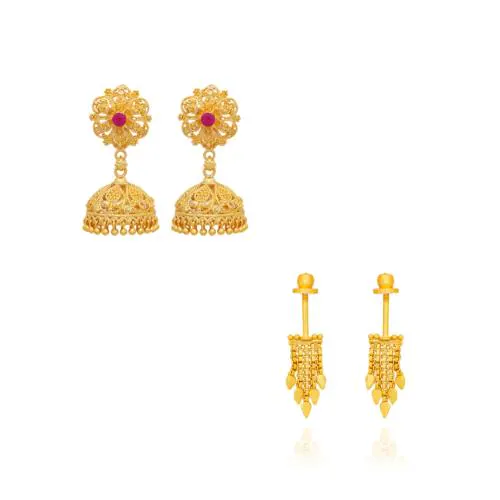 arch fashion Traditional Gold Platted Bugadi & Jumkhi Earrings Pack Of 2Pair CMB1817,1650 - JioMart