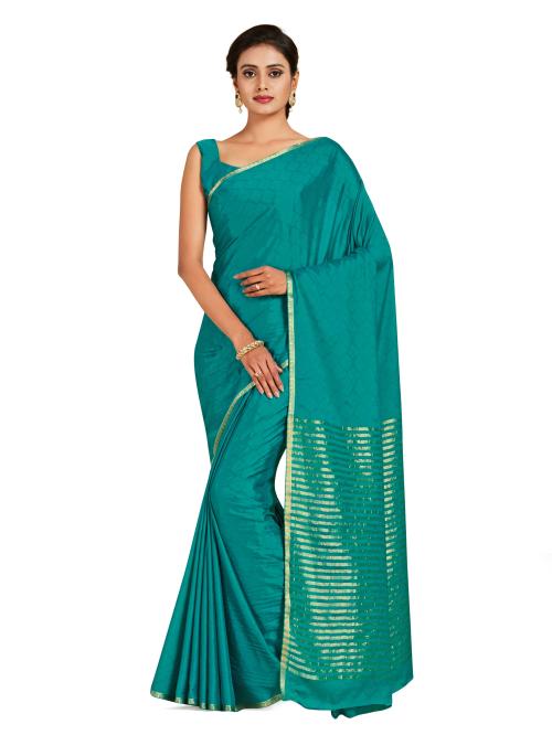 Buy Mimosa Mysore Silk Style Crepe Saree Color: Teal Green (4673-418-SD-SAFF) Online at Best ...