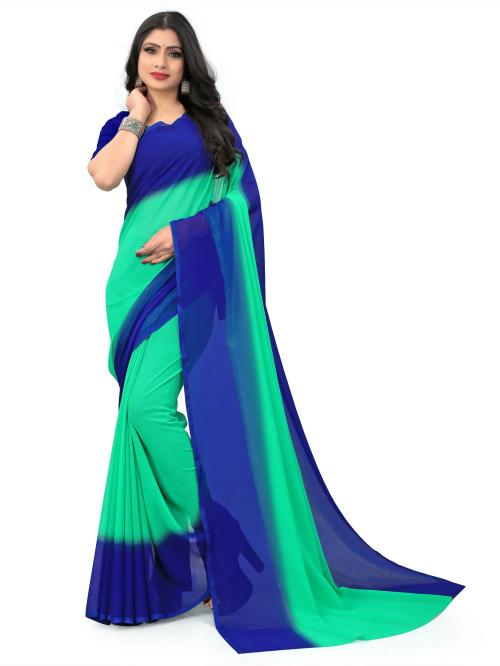 Buy Anand Women Multicolor Colour-Block Georgette Single Saree Online ...