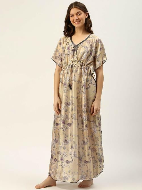 Adishwar Women Multicolor Floral Satin Nighty - JioMart