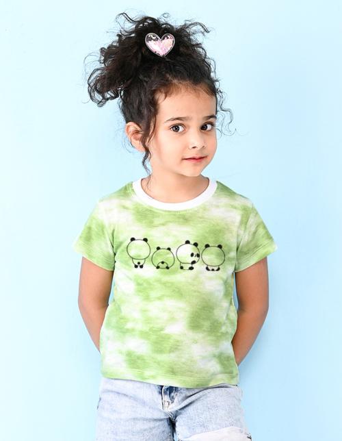 Buy Nusyl girls green baby pandas printed tie & dye tshirt. Online at ...