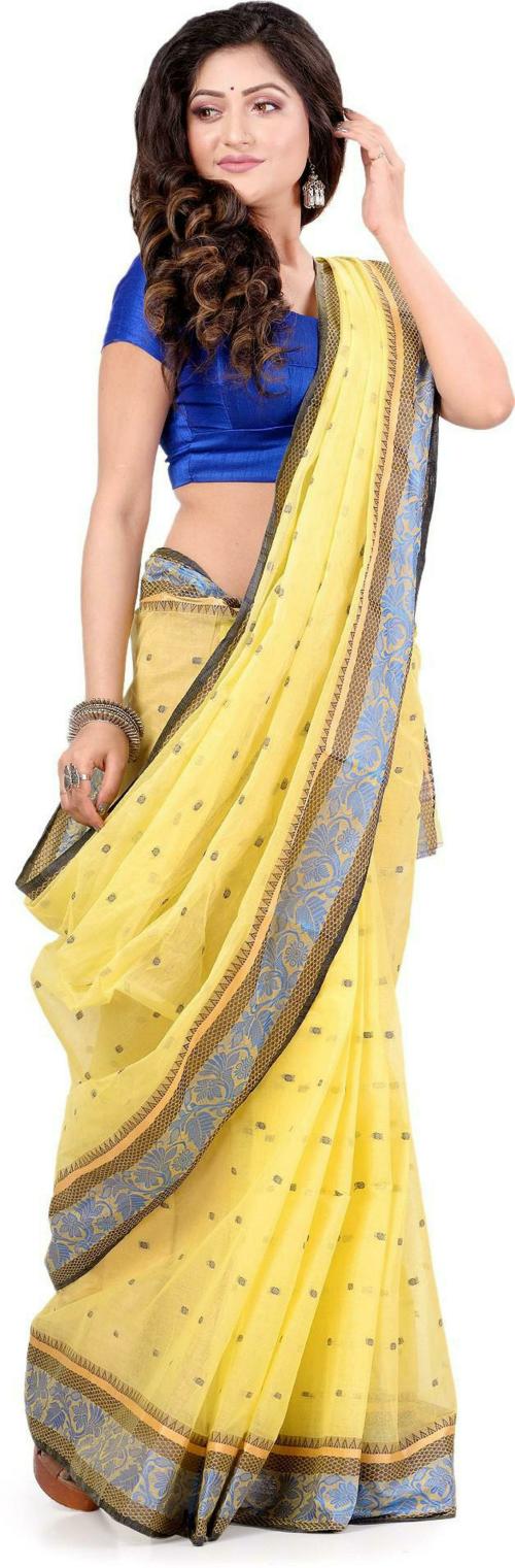 Buy Desh Bidesh Women Yellow Pure Cotton Self Design Saree Online at Best Prices in India - JioMart.
